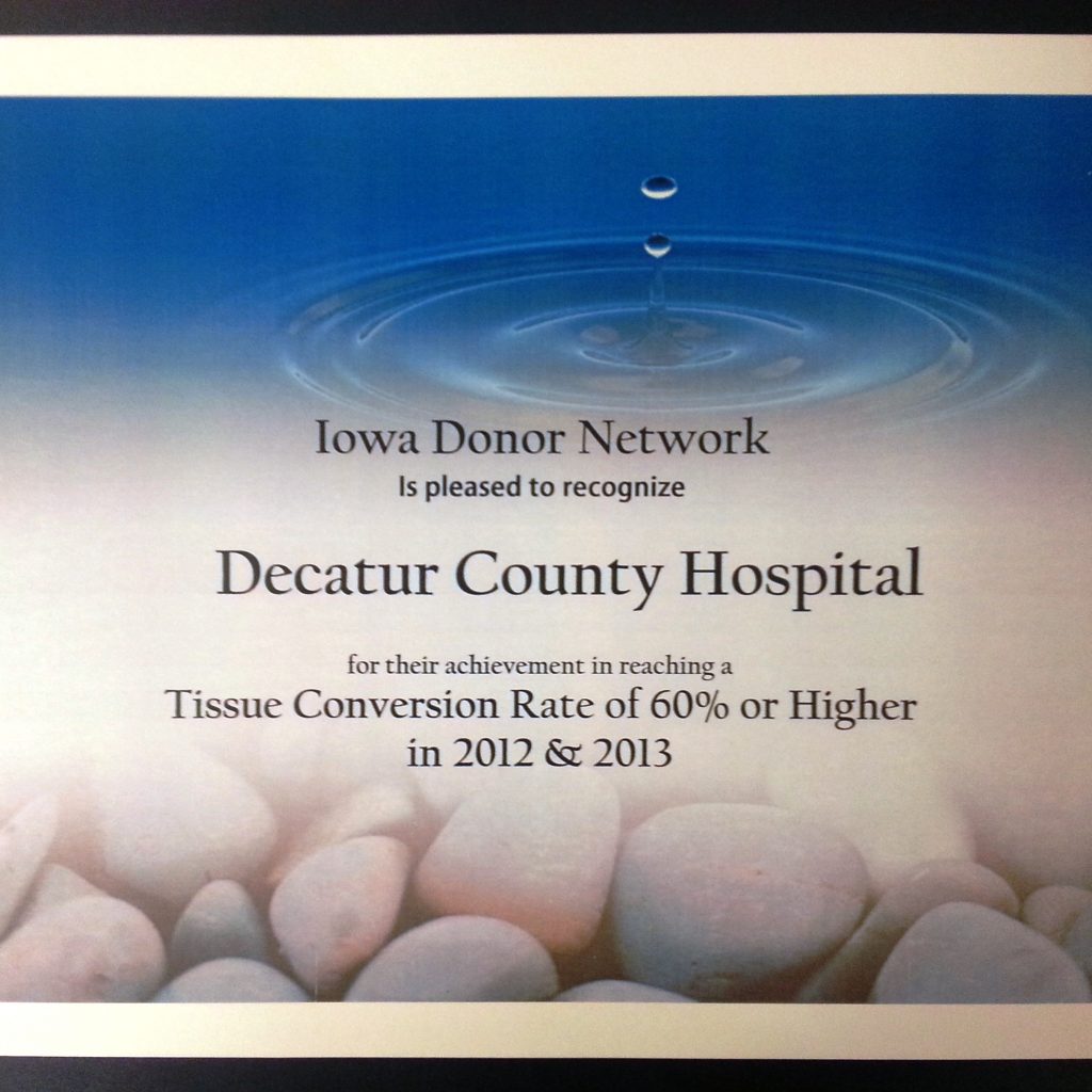 Iowa Donor Network recognize's DCH - Decatur County Hospital