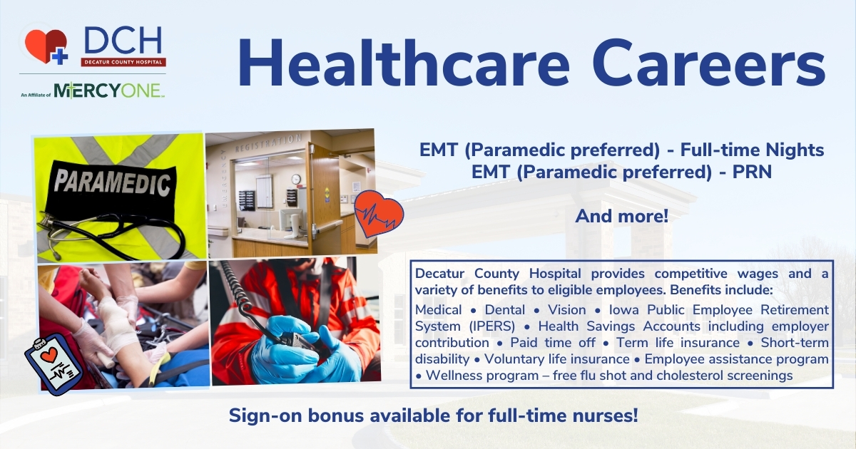 Healthcare Career Opportunities at Decatur County Hospital in Leon, Iowa